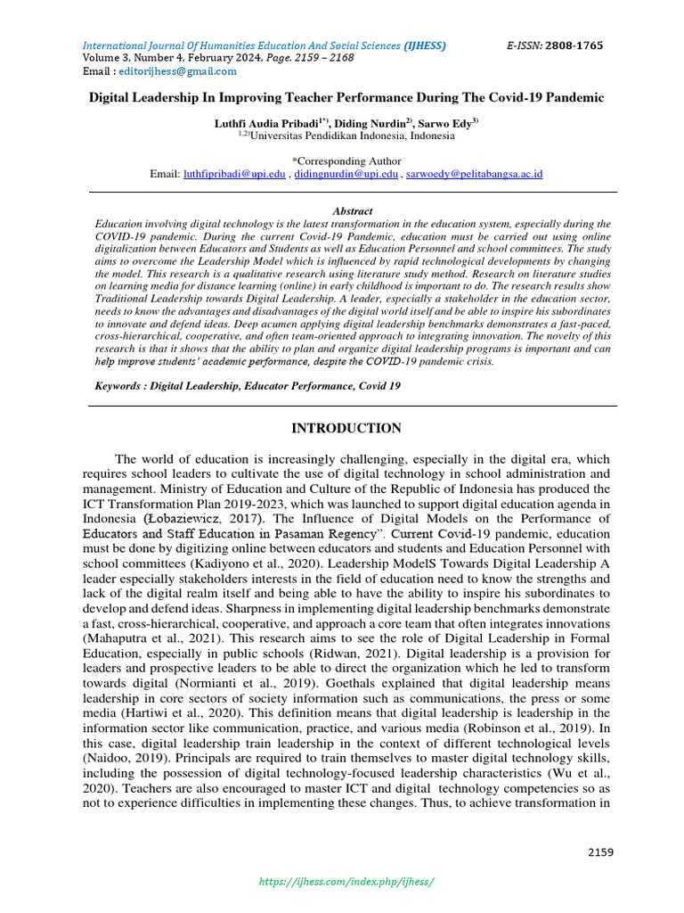 Digital Leadership in Improving Teacher Performance | PDF | Leadership ...