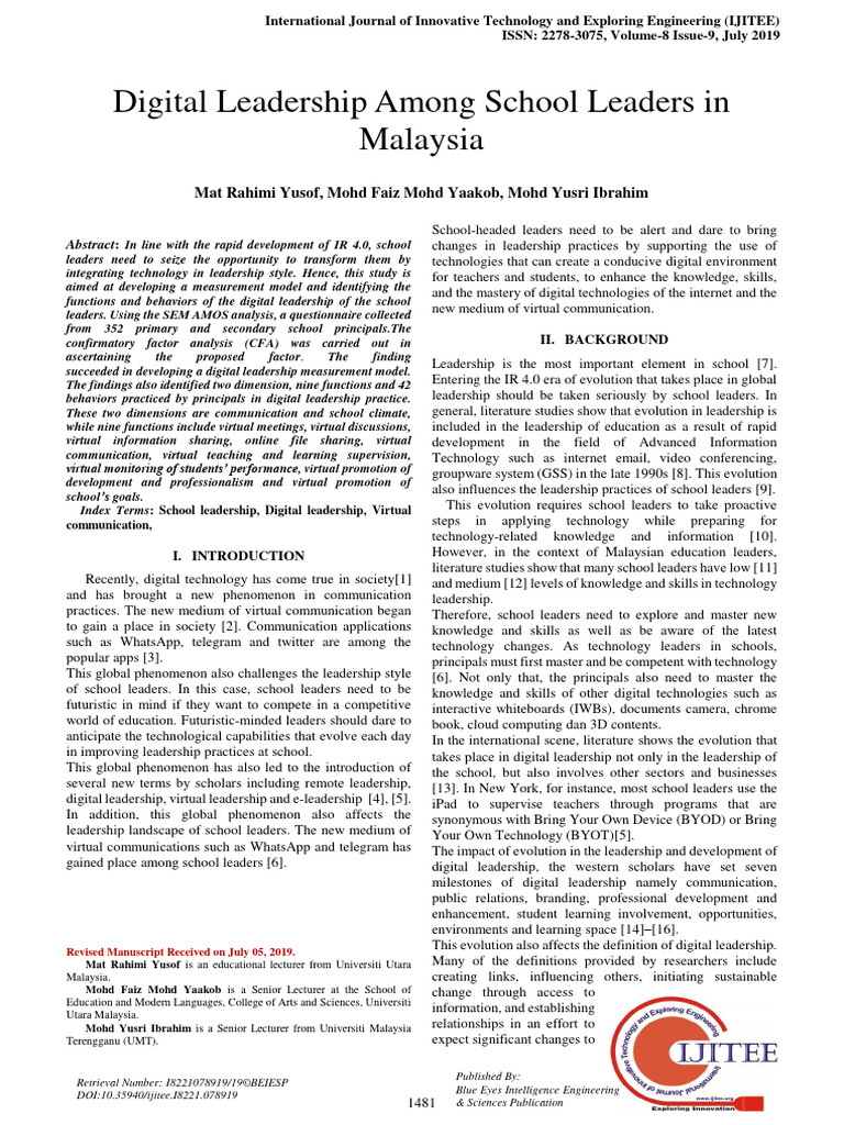 Digital Leadersjip School | PDF | Leadership | Validity (Statistics)