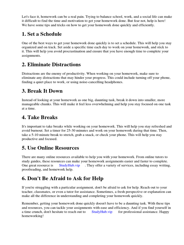 Homework Hacks for Busy Students | PDF | Homework