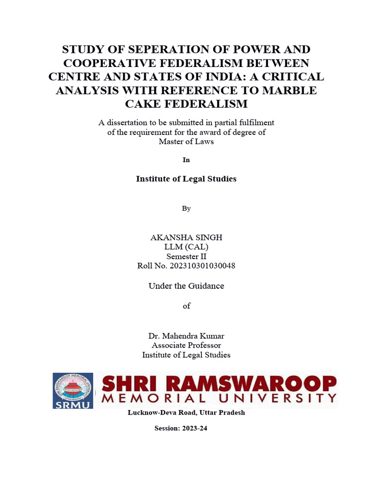 Akansha Singh Final Dissertation | PDF | Federalism | Parliament Of Pakistan