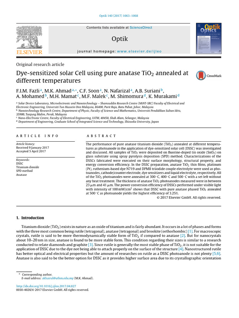 Anatase TiO2 | PDF | Titanium Dioxide | Thin Film