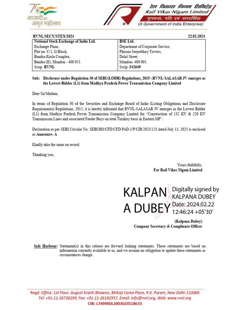 Kalpan A Dubey: Digitally Signed by Kalpana Dubey Date: 2024.02.22 12: ...