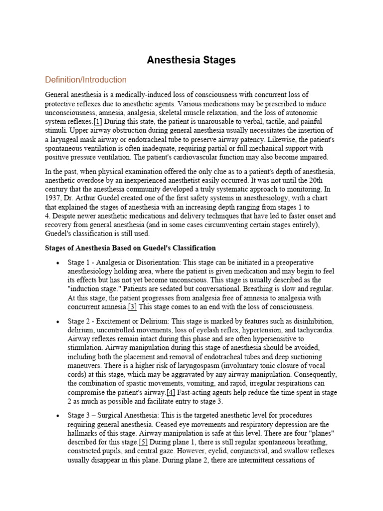 Anesthesia Stages Download Free Pdf Anesthesia Surgery
