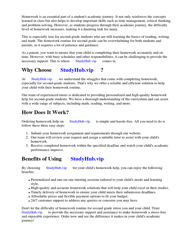 Homework Routine For Second Grade | PDF | Homework | Reading Comprehension