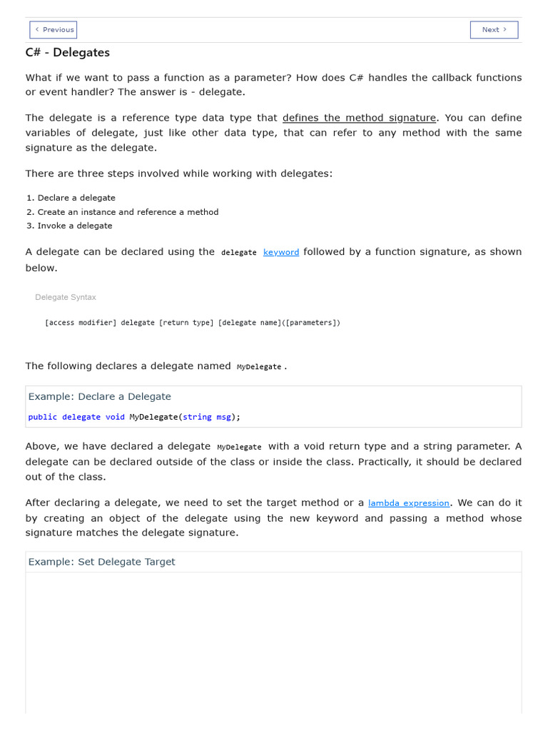 C Delegates Pdf C Sharp Programming Language Anonymous Function 1145