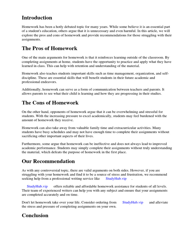 Should We Have Homework Pros and Cons | PDF | Homework | Teachers