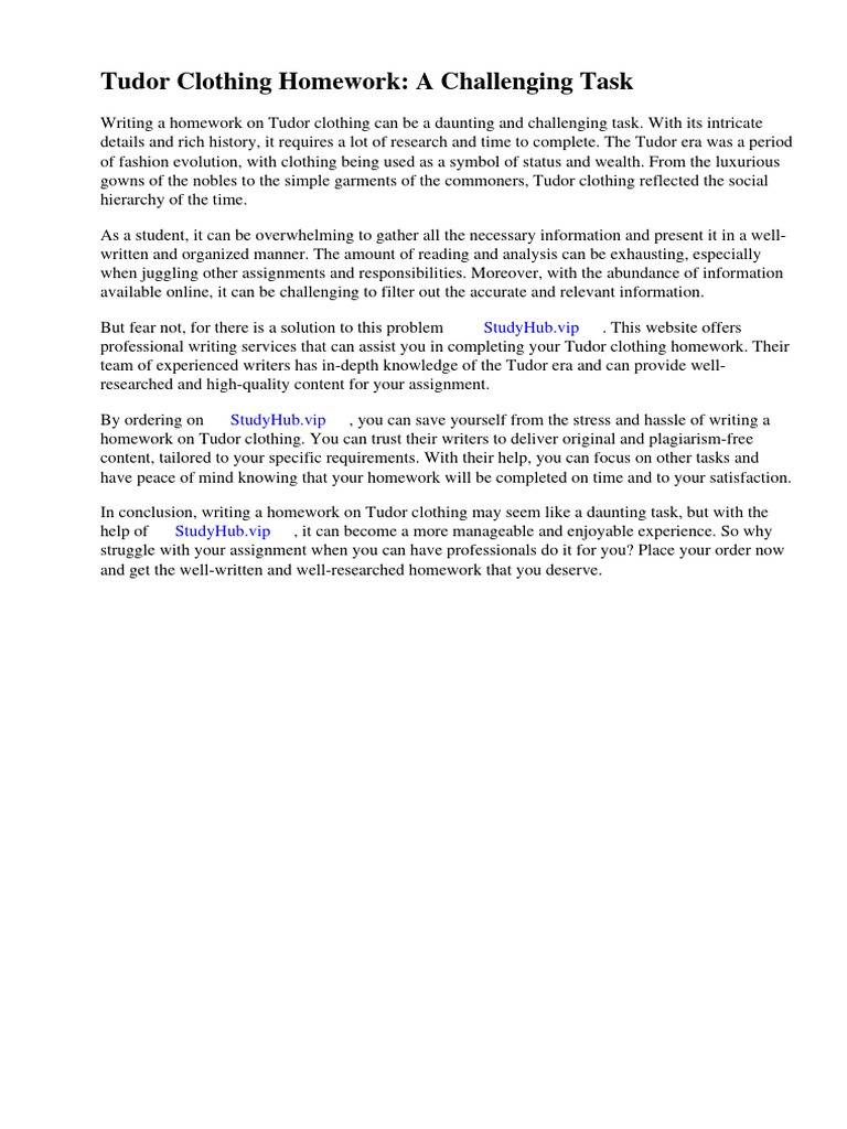 Tudor Clothing Homework | PDF | Fashion | Clothing