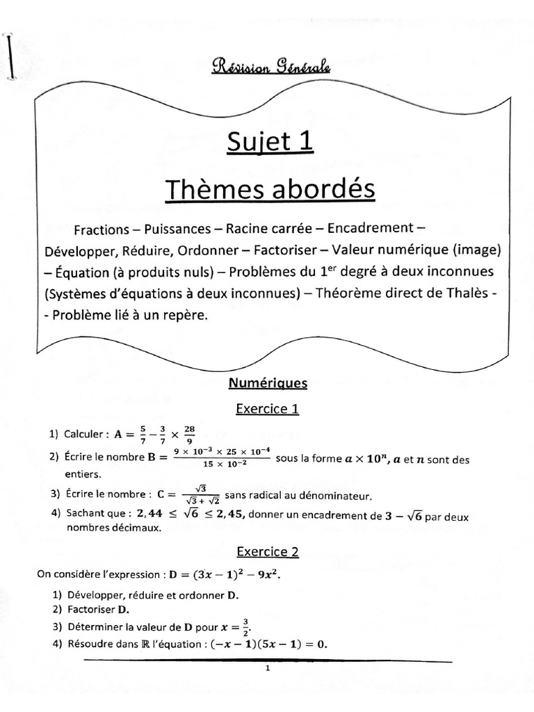 Sujets 3ème | PDF