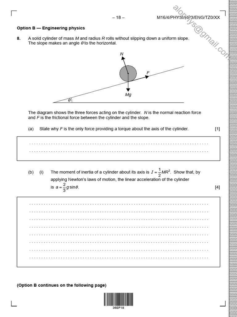 2016M - Physics - Paper - 3 - HL (Q8 Moment of Inertia) | PDF | Force ...