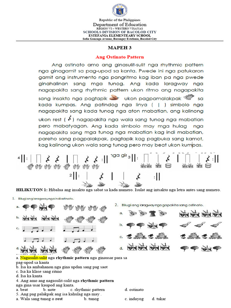 MAPEH Q1 - Week 2 NOTES 2 Grade 3 Deped | PDF