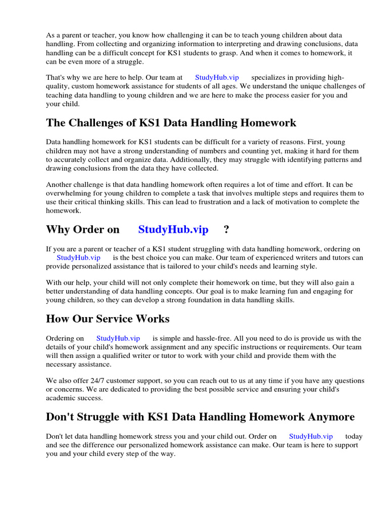Data Handling Homework Ks1 | PDF | Homework | Facebook