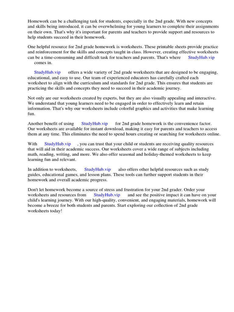 Homework 2nd Grade Worksheets | PDF | Worksheet | Reading Comprehension