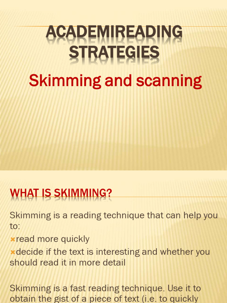 Skimming vs. Scanning Techniques | PDF