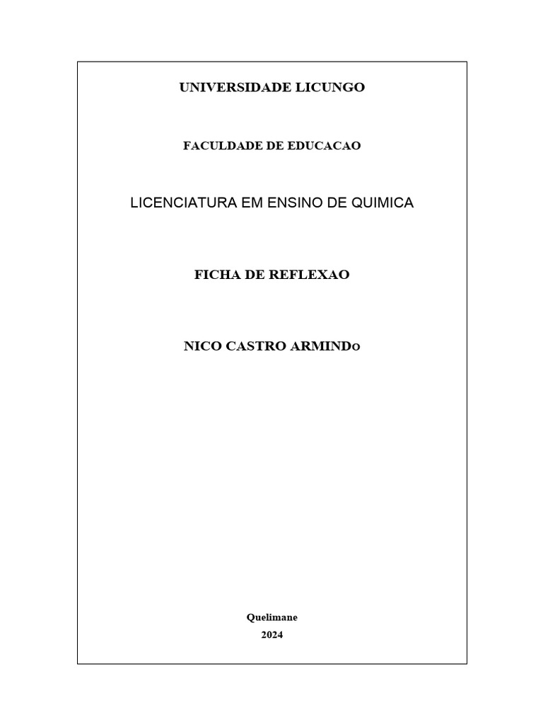 4 Quarta Ficha de Reflexao DDQ | PDF | Aprendizado | Conhecimento