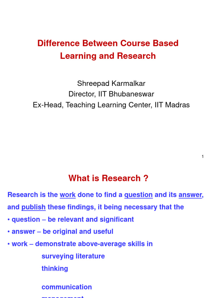 Diff Betn Course Based Learning and Research | PDF | Scientific Method | Thesis