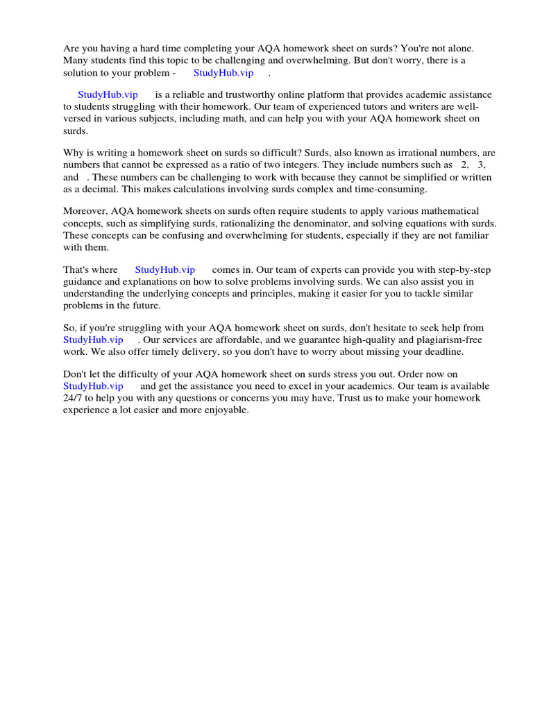 Aqa Homework Sheet Surds | PDF | Worksheet | Linked In