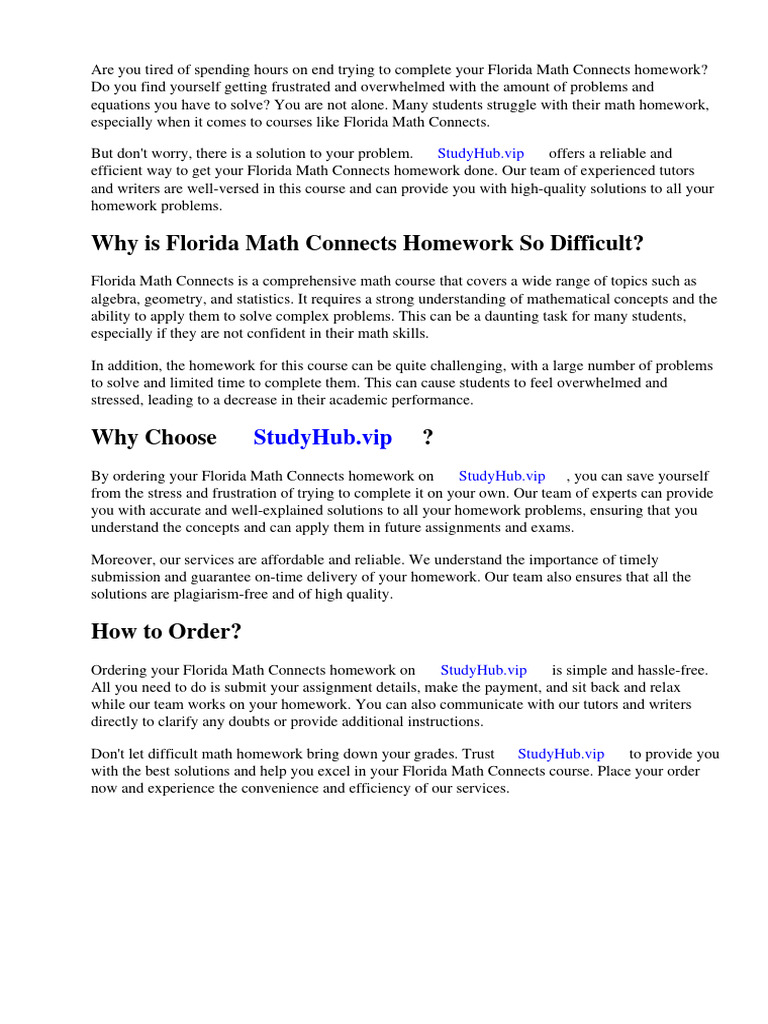 Florida Math Connects Homework and Problem-Solving Practice Workbook Course 1 | PDF ...