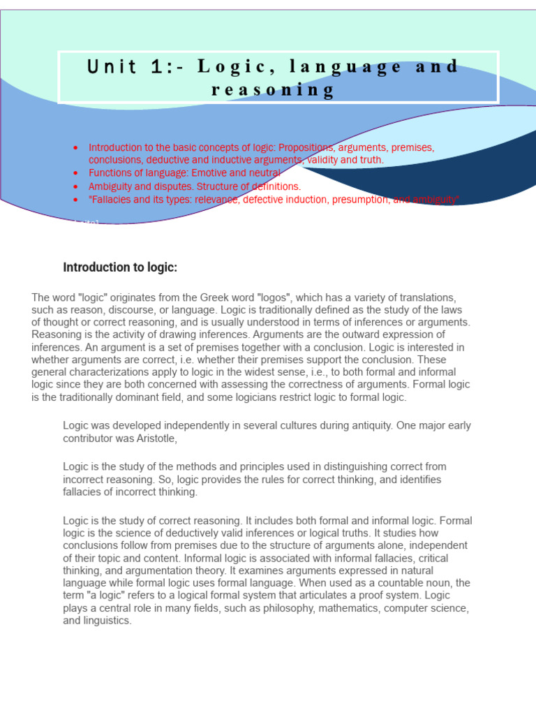 LCT Unit 1 | PDF | Logic | Argument