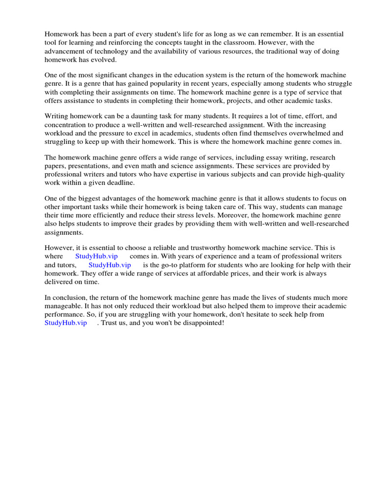Return of The Homework Machine Genre | PDF | Homework