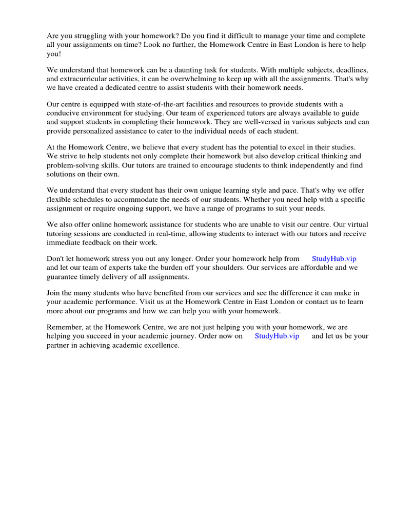 Homework Centre East London | PDF | London | Homework
