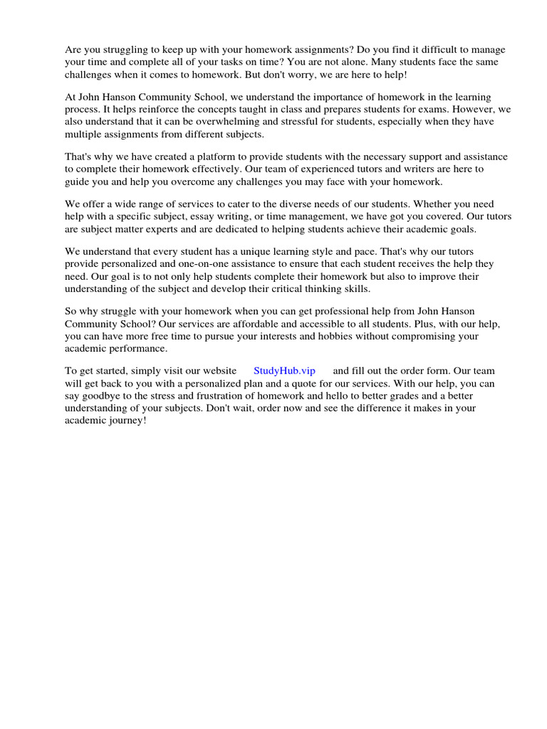 Show My Homework John Hanson Community School | PDF | Homework | Nitrous Oxide