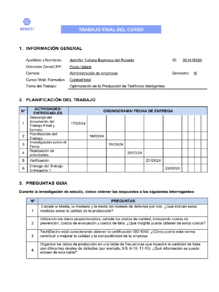 Entregable 1 (Calidad Total) | PDF