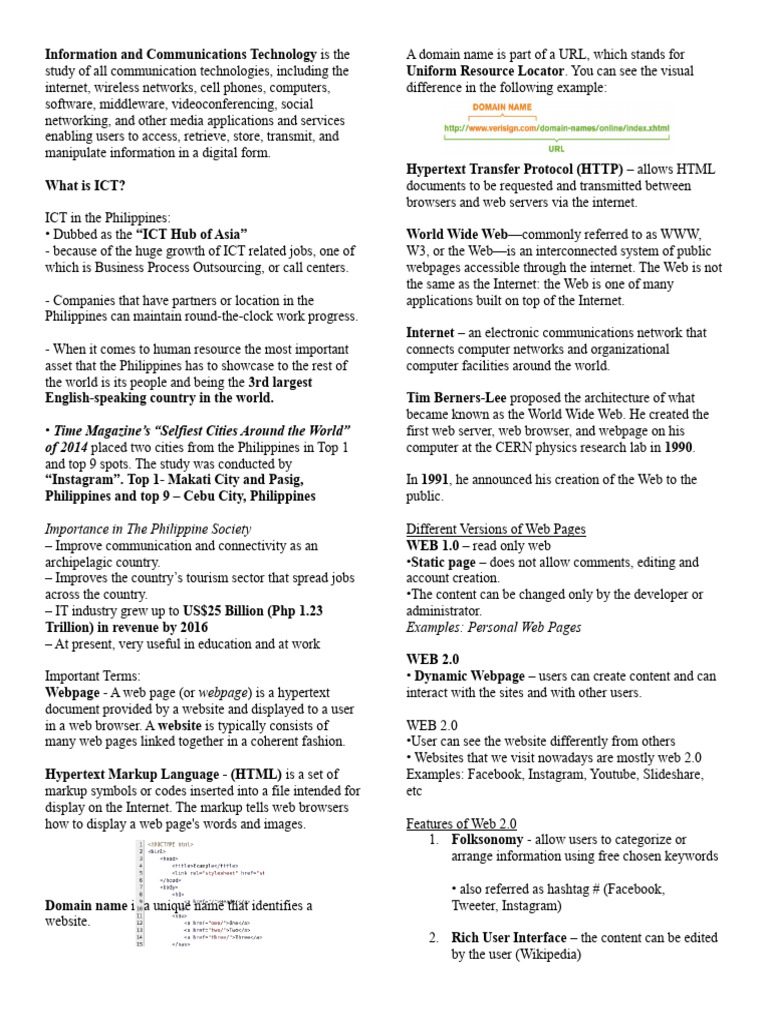 ICT REVIEWER | PDF | World Wide Web | Internet & Web