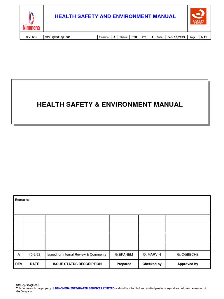 Nisl Qhse QP 001 | PDF | Safety | Occupational Safety And Health