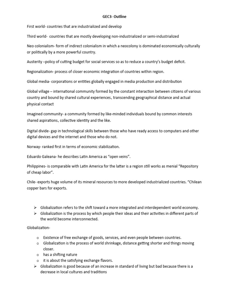 GEC3 Outline Pmid | PDF | Globalization | Tariff