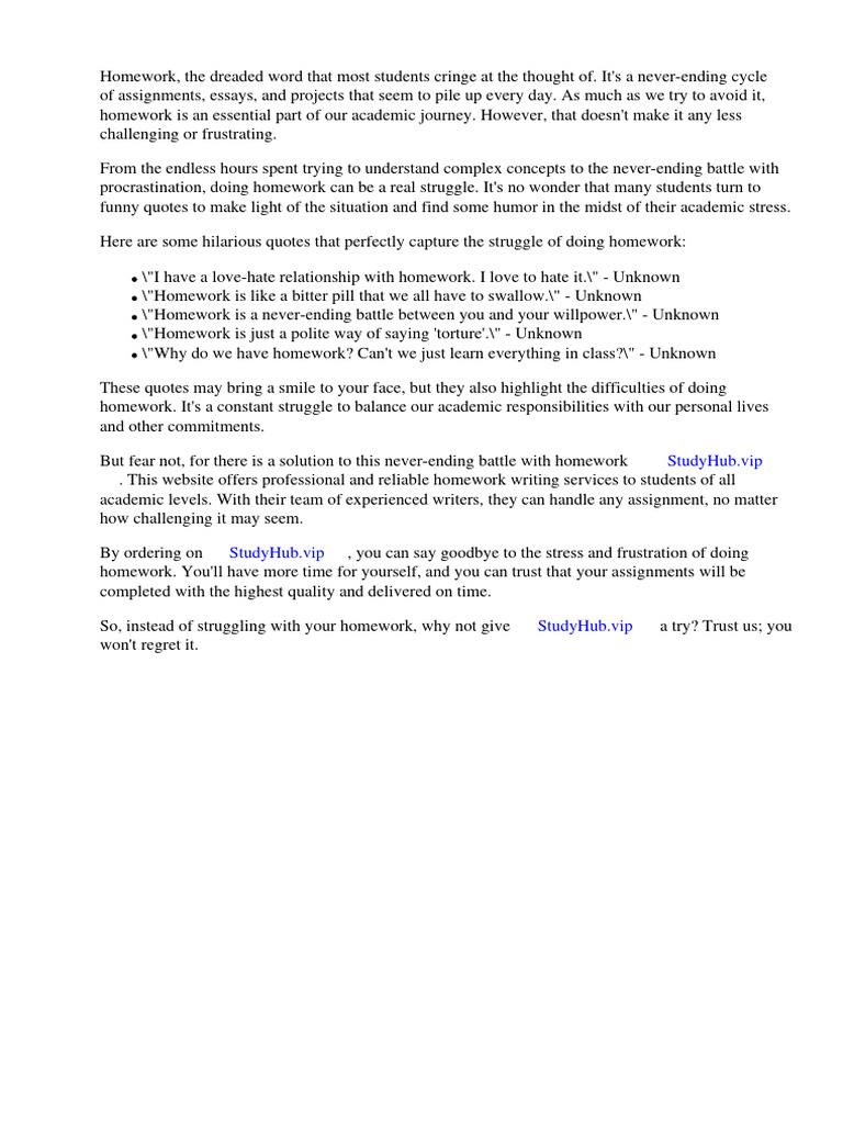 Doing Homework Funny Quotes | PDF | Homework | Humour