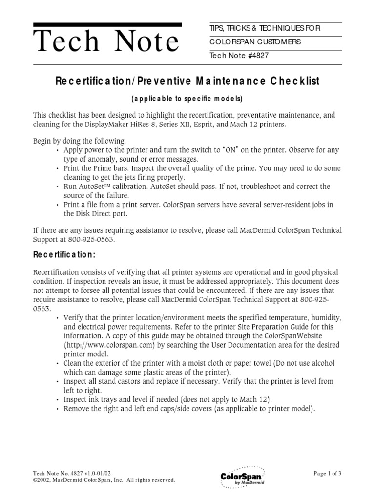 Recertification P Reventative Maintence Checklist | PDF | Belt ...
