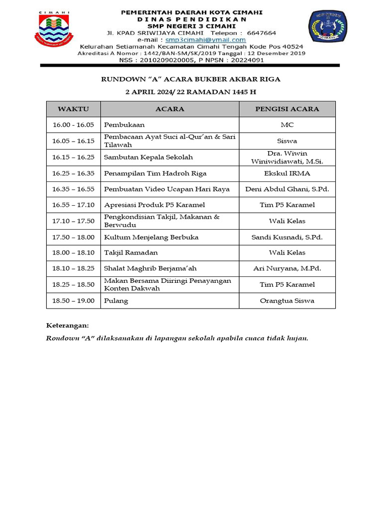 Rundown Bukber Akbar Riga | PDF