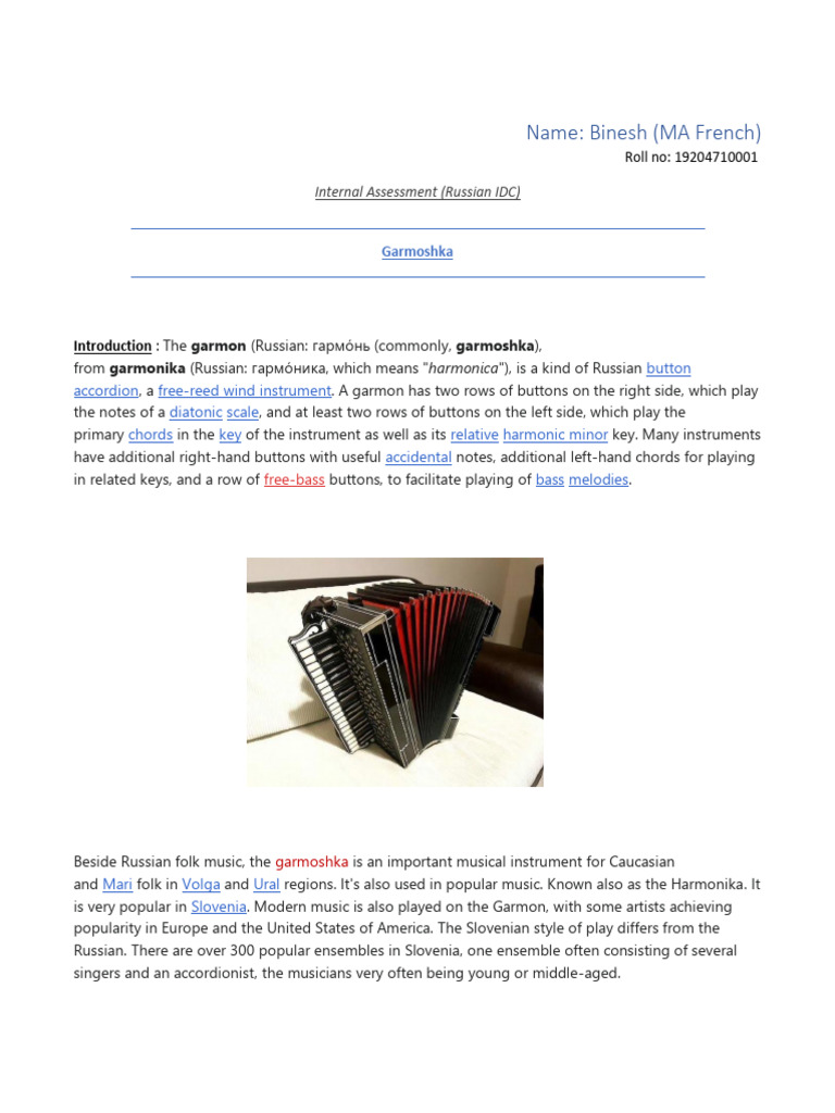 Garmoshka | PDF | Musical Instruments | Keyboard Instruments