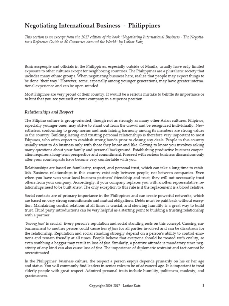 Philippines | PDF | Negotiation | Bargaining