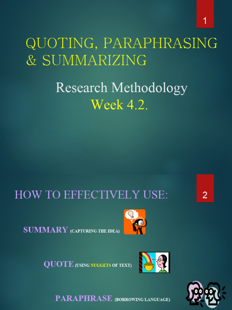 Week 4.2.Quoting-Paraphrasing and Summarizing | PDF | Reading ...