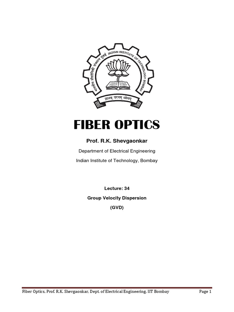Lec 34 Group Vel Disp | PDF | Dispersion (Optics) | Optics