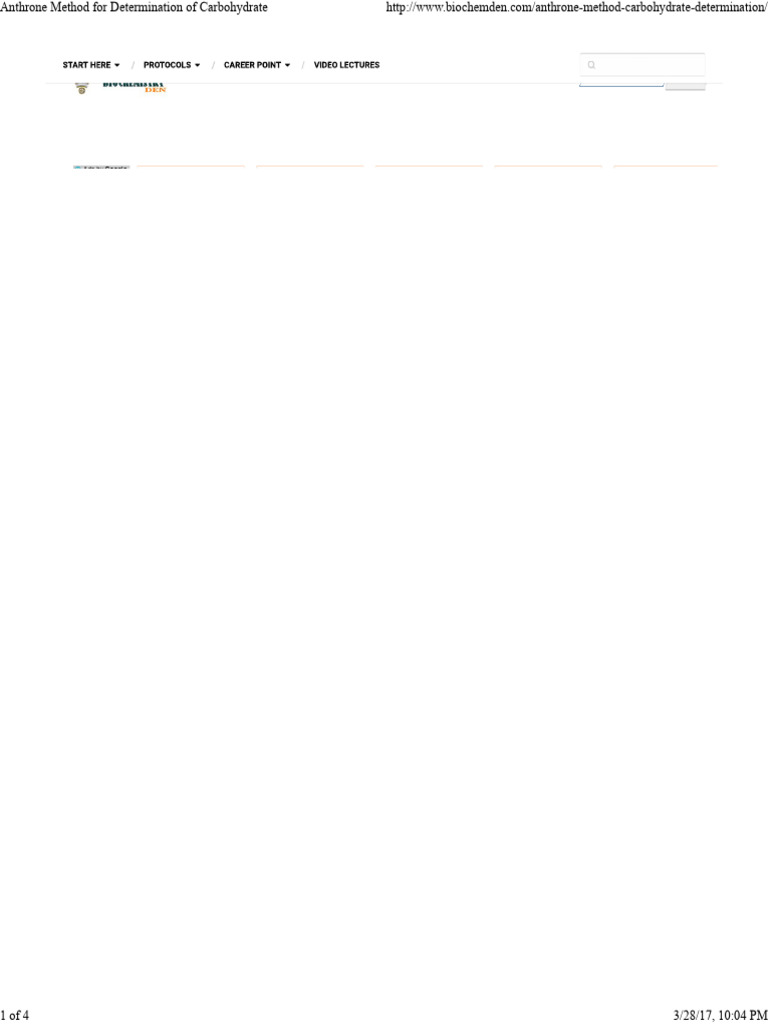 Anthrone Test Protocol-2 | PDF | Carbohydrates | Polysaccharide
