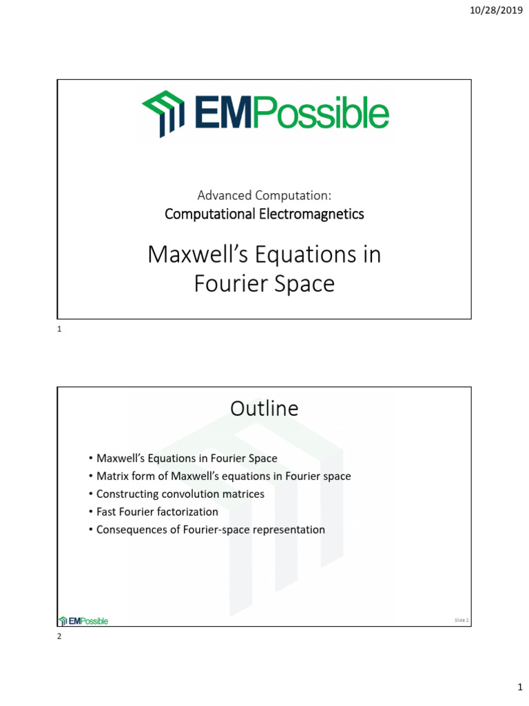 Lecture 6a Maxwells Equations in Fourier Space | PDF | Fourier Transform | Computational ...