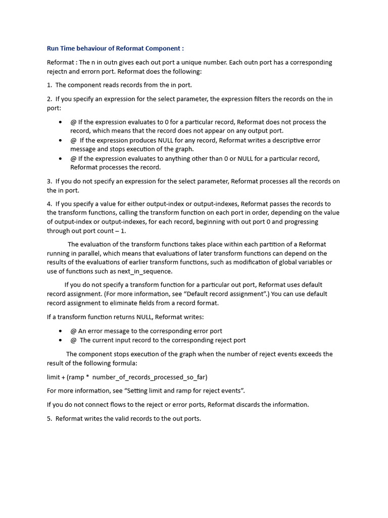 Runtime Behaviour of Abinitio Transform Components | PDF | Parameter ...