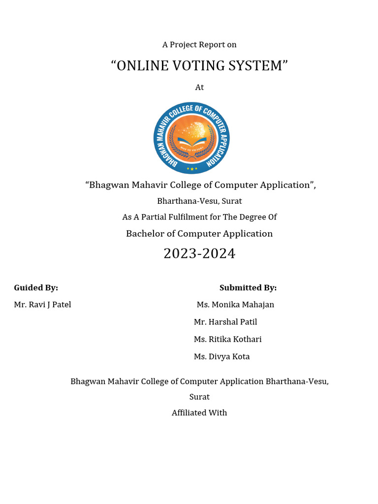 Online Voting System Project Report | PDF | Electronic Voting | Databases