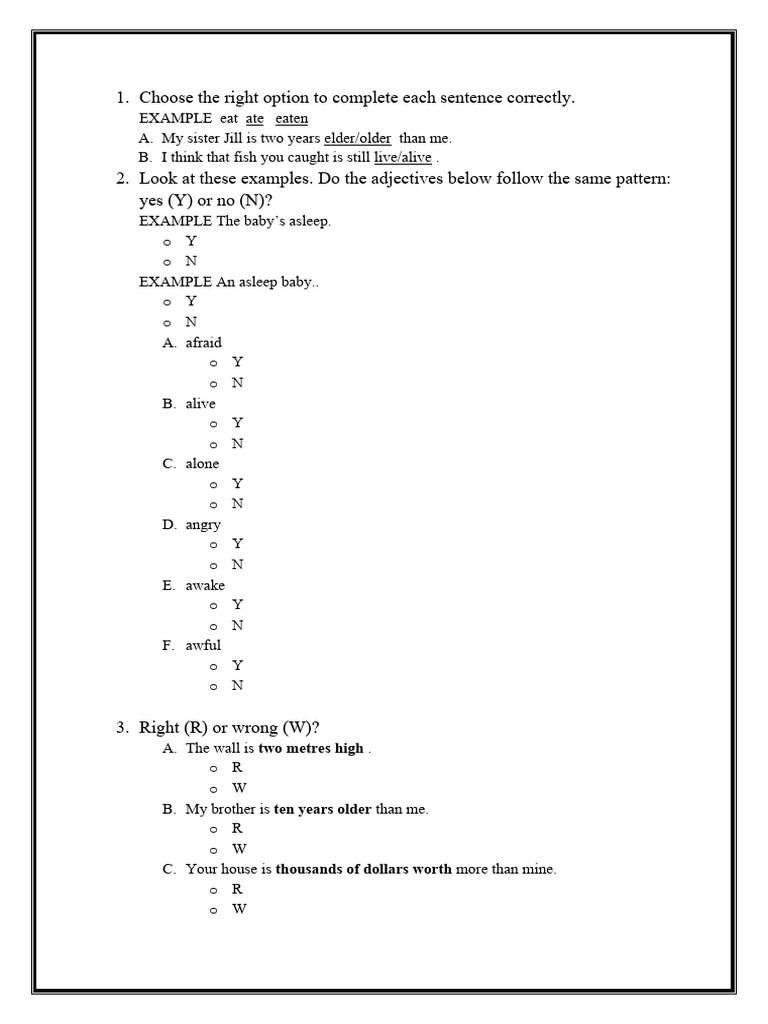 adverbs and adjective Diagnostic Test | PDF