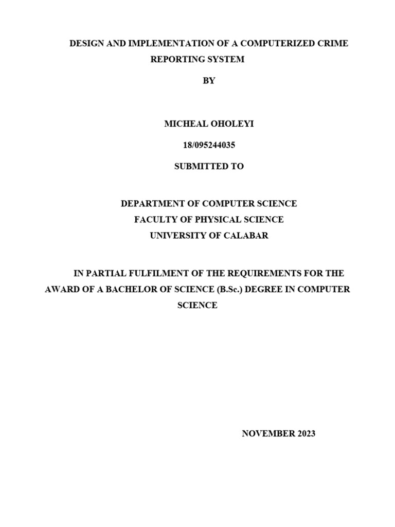 Design and Implementation of A Computerized Crime Reporting System | Download Free PDF ...