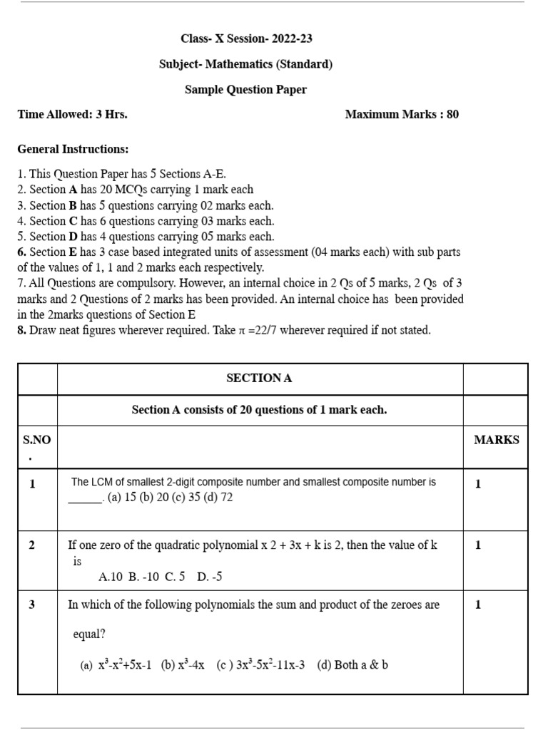Sample Paper 1 | PDF | Euclidean Geometry | Euclid
