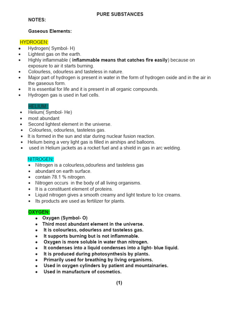Pure substances notes -3 | PDF