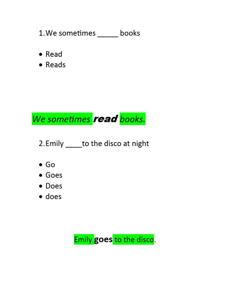 presente simple ejercicios lesson 2 | PDF