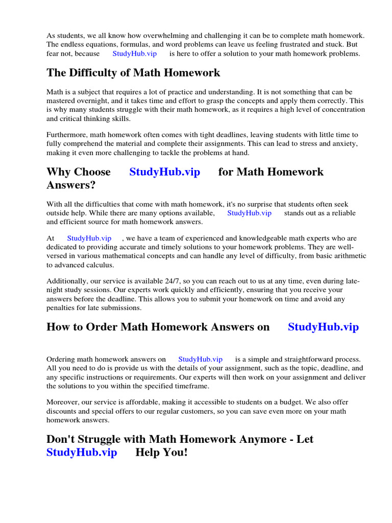Answers To My Homework Math Problems | PDF | Mathematics | Homework