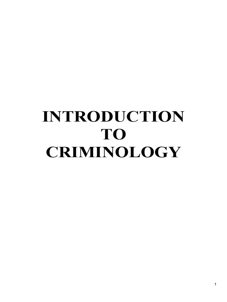 INTRO TO CRIMINOLOGY Lecture | PDF | Criminology | Utilitarianism