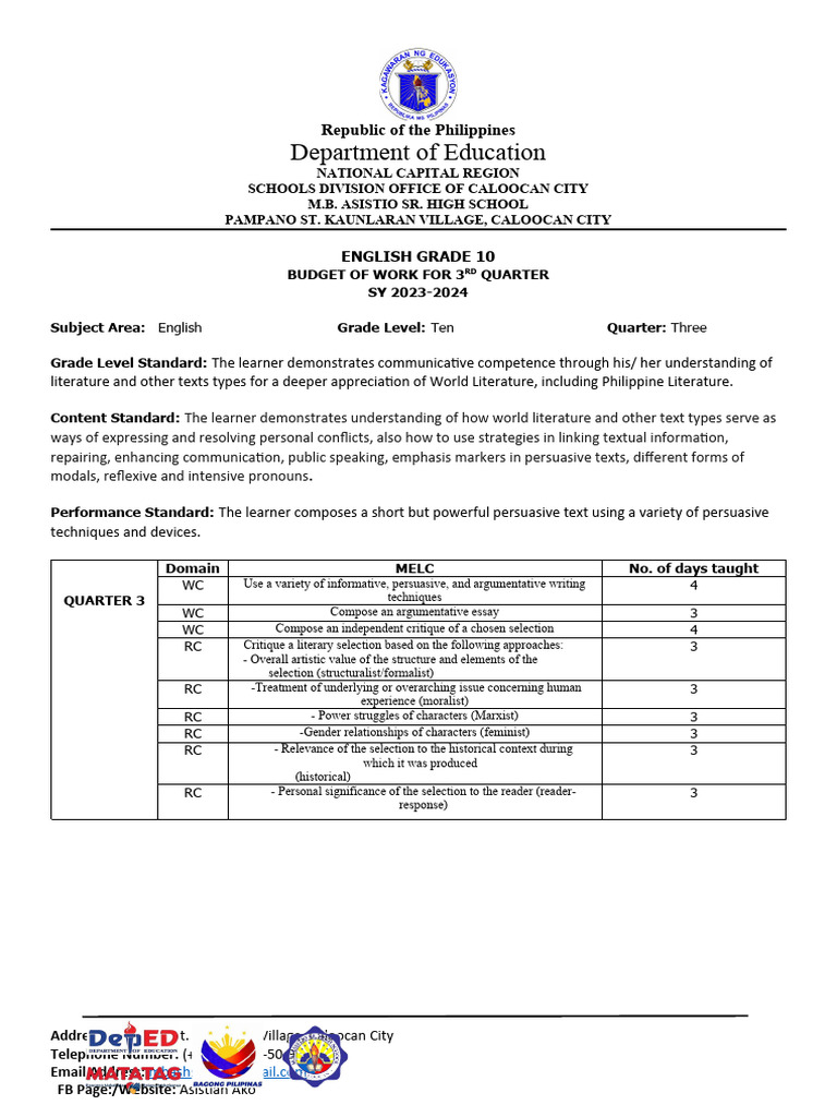 Dbow English 10 3RD and 4TH QTR | PDF | Liberal Arts Education | Human Communication