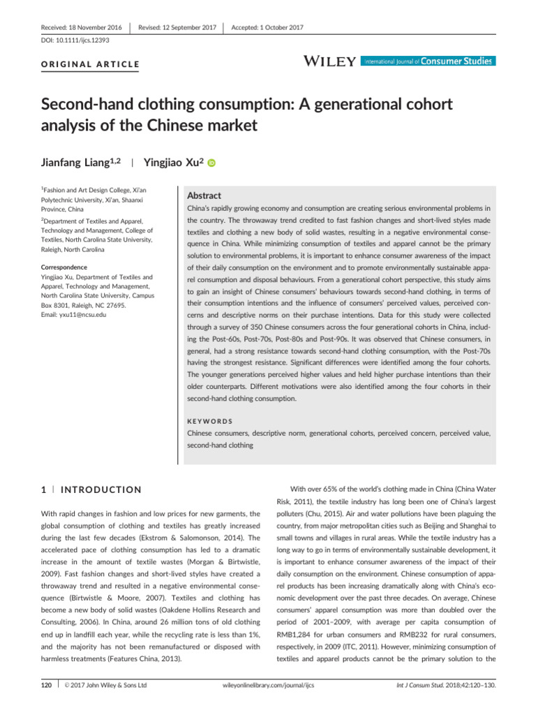 Liang, Xu (2017) | Download Free PDF | Clothing | Behavior