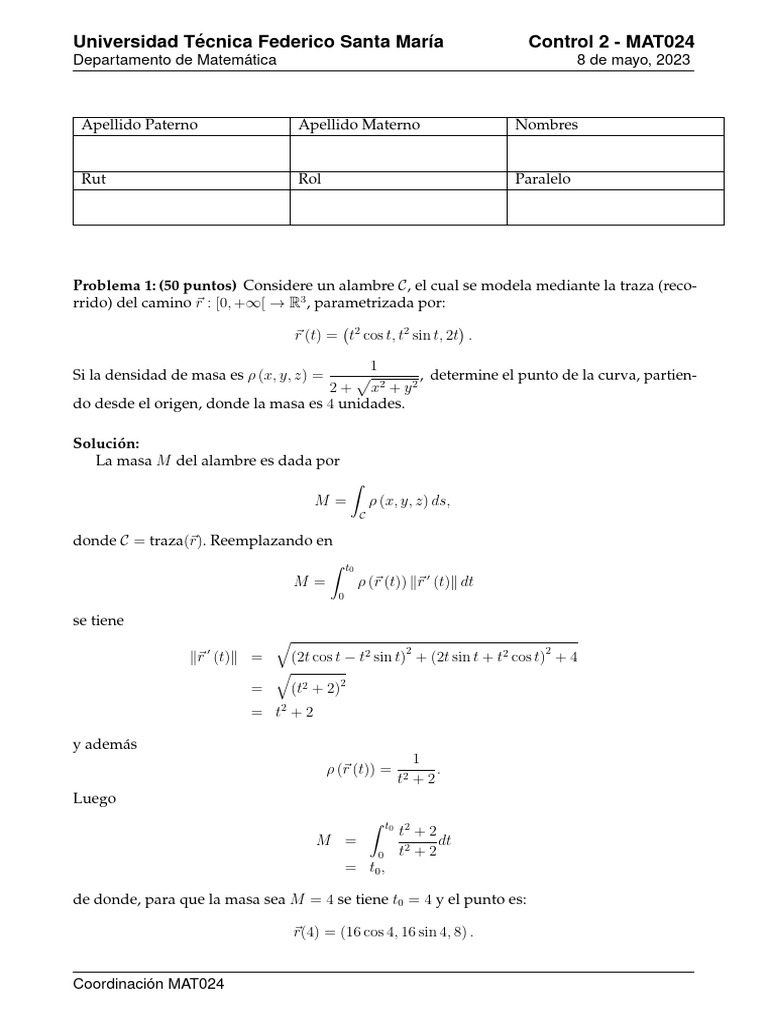 Pauta Control 2 aula | PDF | Matemáticas Aplicadas | Matemáticas